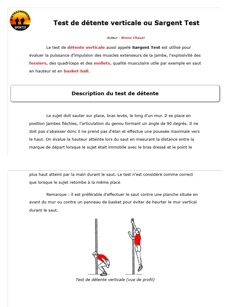 Test de Détente Verticale Sargent | PDF | Musculation