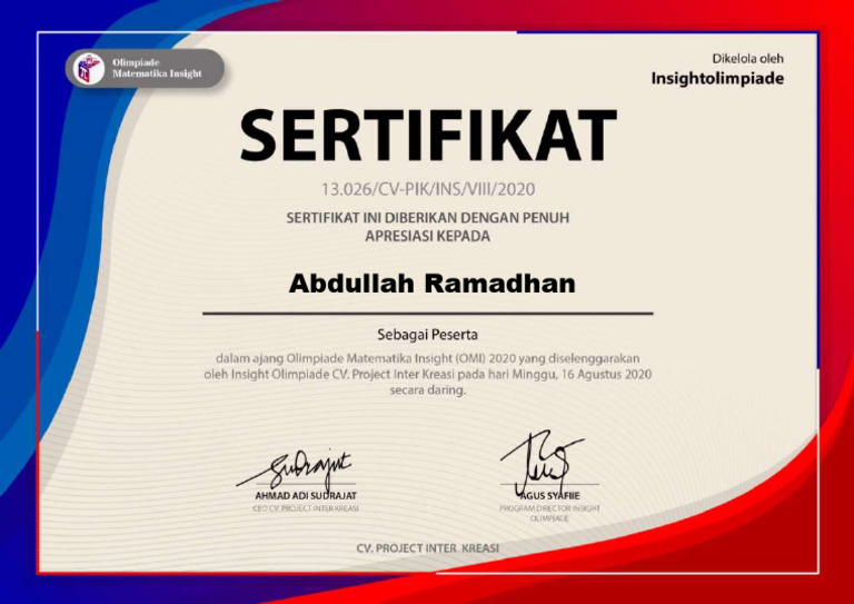 5 - Omi 2020sertifikat Peserta Omi 2020 | PDF