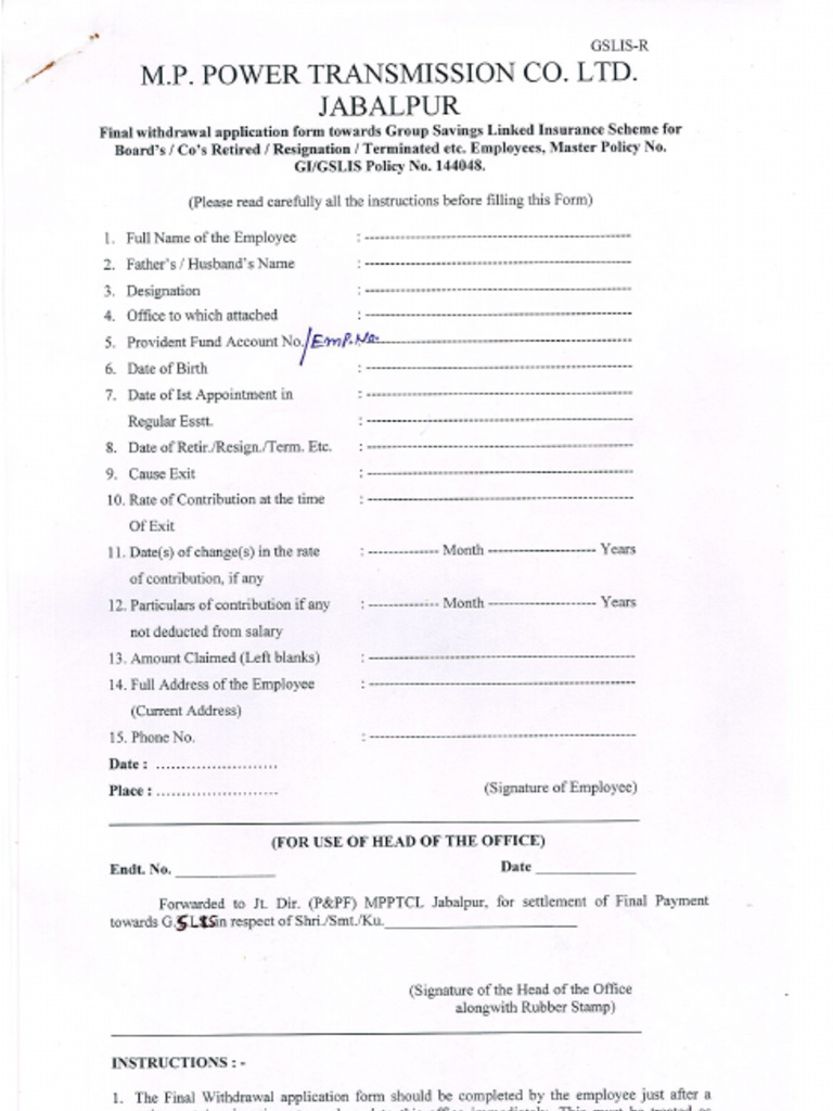 Final Withdrawal_application form | PDF