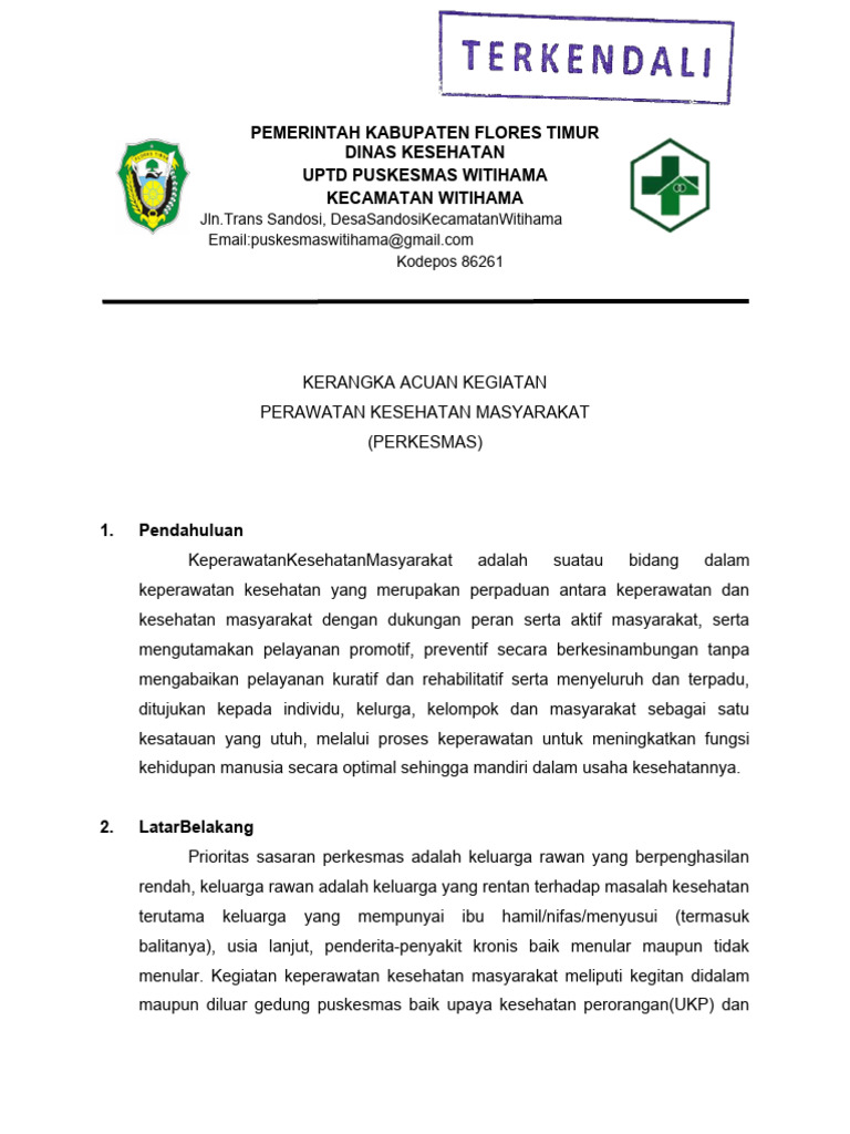 KAK Perkesmas | PDF | Kesehatan Holistik