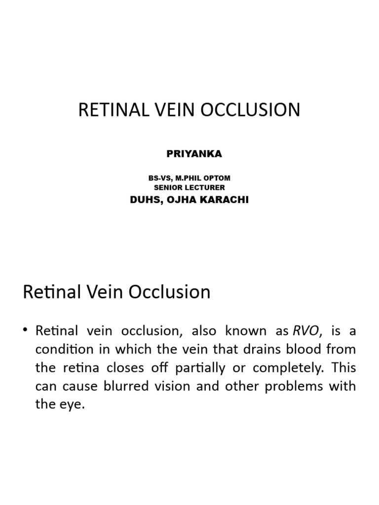 Understanding Retinal Vein Occlusion | PDF | Vein | Retina