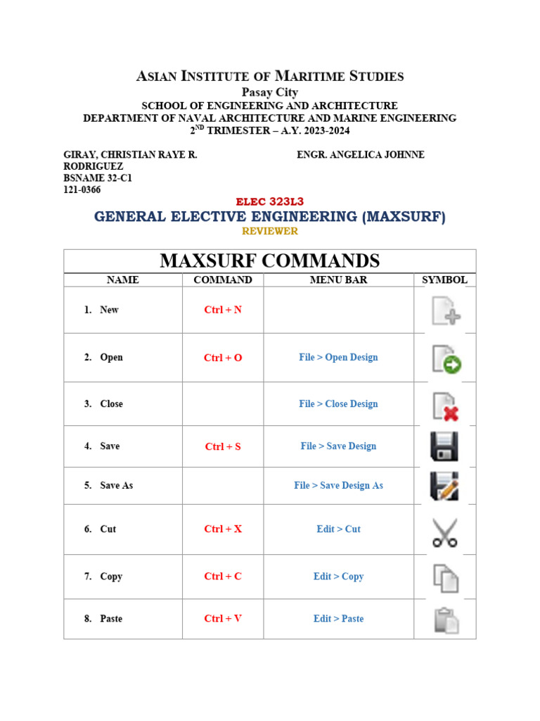 MAXSURF-COMMANDSS | PDF