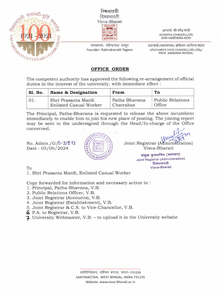 Re-Arrangement of Official Duties | PDF