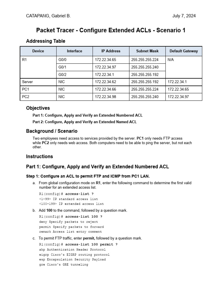 Configuring Standard Acls Pdf Internet Protocol Suite Port Computer Networking