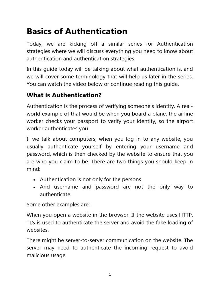 Basics of Authentication | PDF | Authentication | Applications Of Cryptography