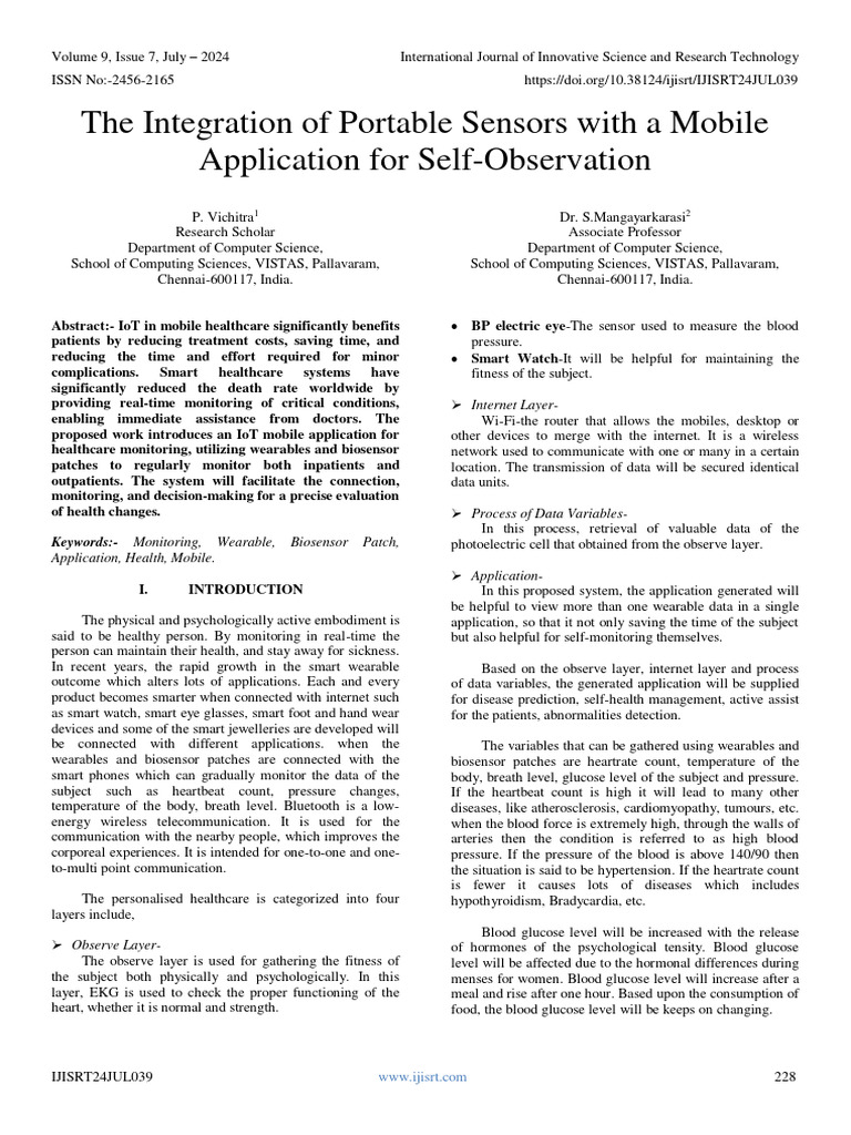 The Integration of Portable Sensors With A Mobile Application For Self ...