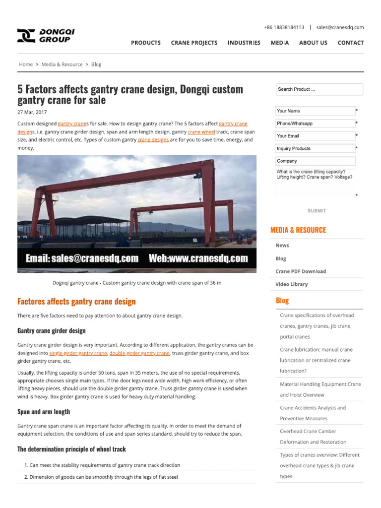 Gantry Crane Design Guide | PDF