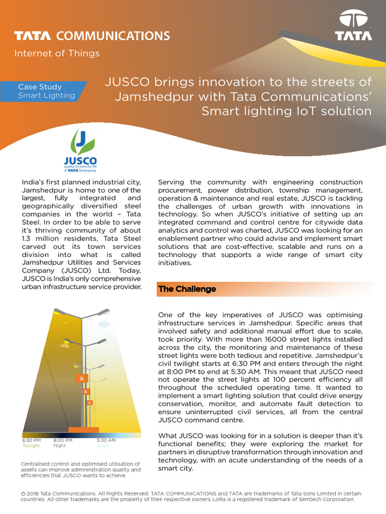 Tata Communications IoT Smart Lighting Case Study - JUSCO - Smart Lighting | PDF | Internet Of ...