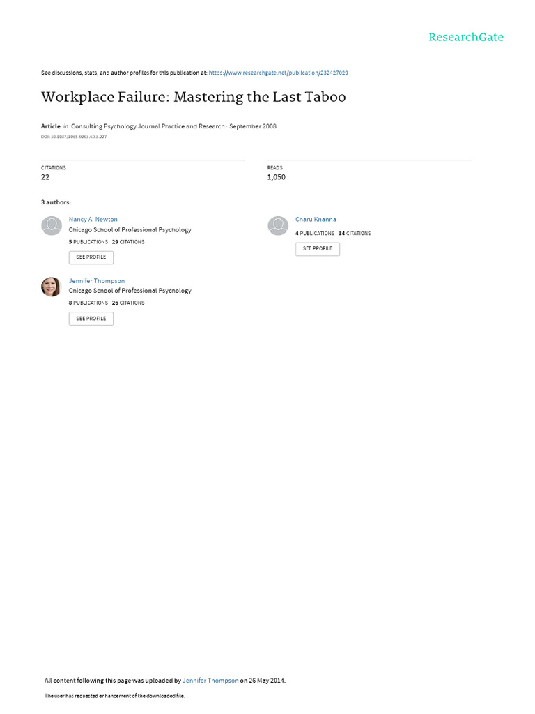 Workplace Failure Mastering The Last Taboo | PDF | Self Esteem | Self ...