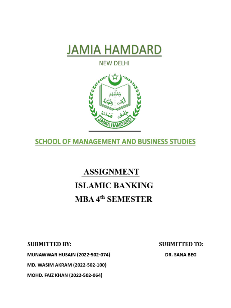 Islamic Banking Assignment | PDF | Islamic Banking And Finance | International Finance Corporation