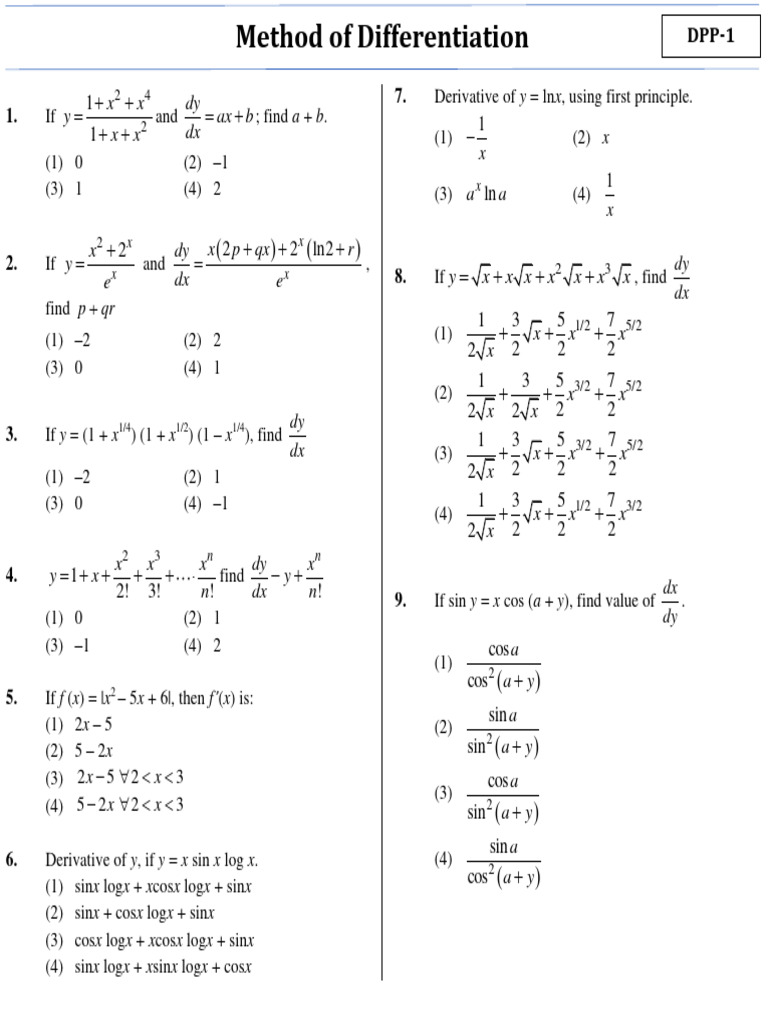 Pandey-Differentiation DPP1 | PDF