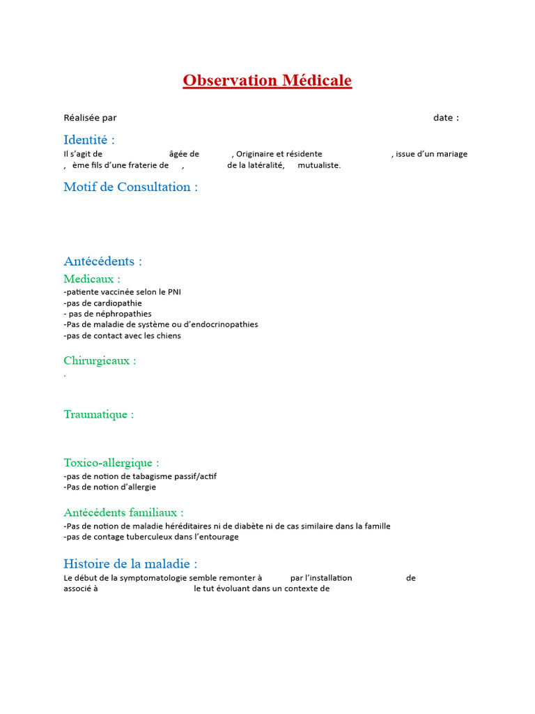 Observation Médicale et Diagnostic Neurologique | PDF | Colonne ...