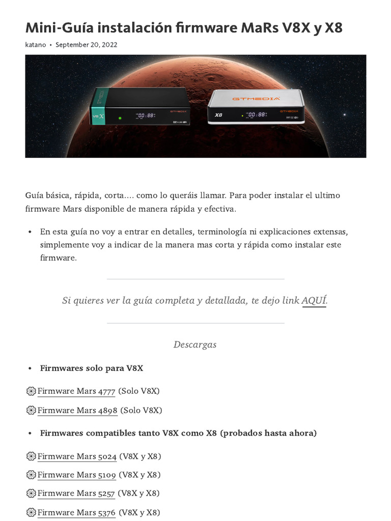 Instalación Firmware MaRs para V8X | PDF | Memoria USB | Software del ...