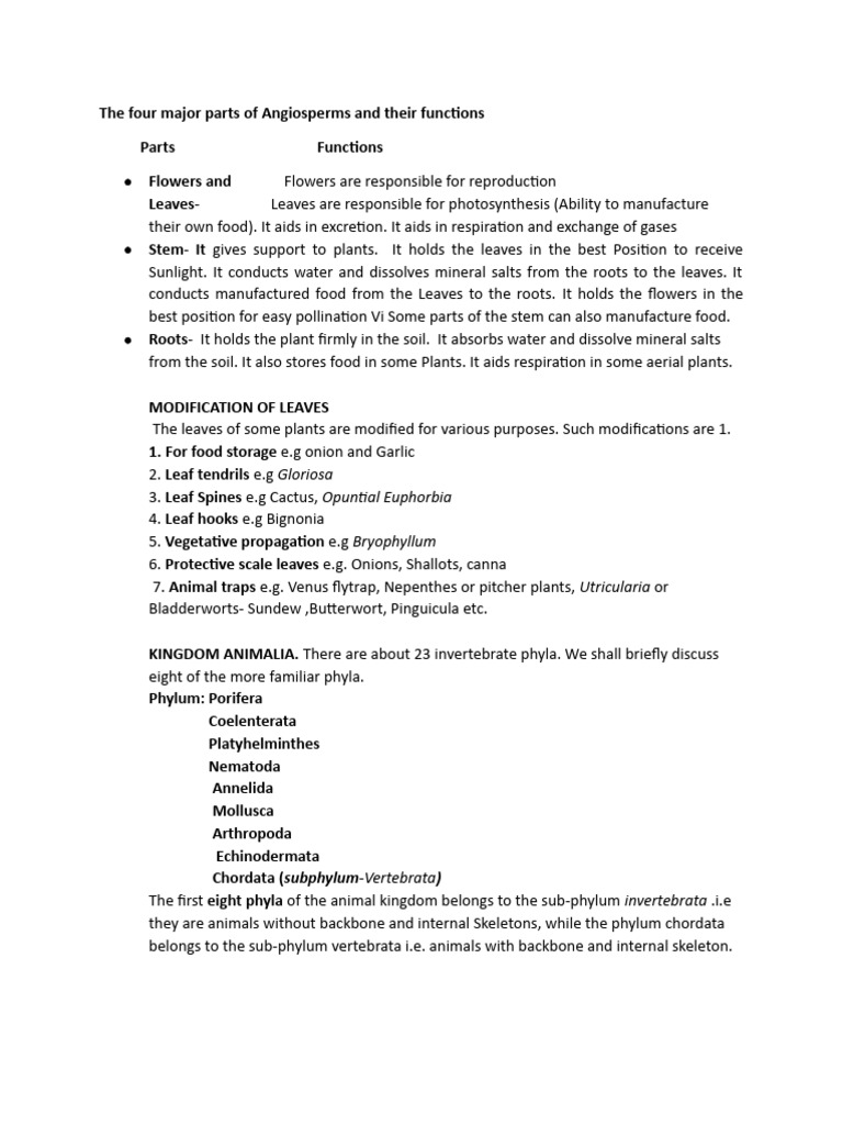 Lesson Note On Taxonomy For SS1 | PDF | Fish | Mammals