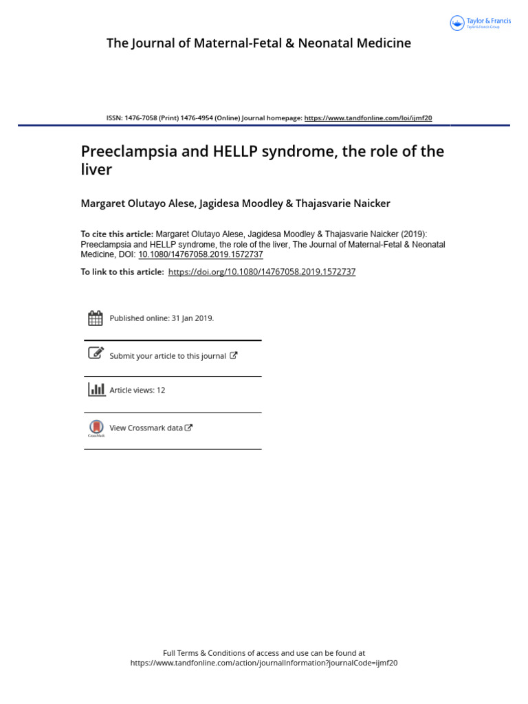Preeclampsia and HELLP Syndrome, The Role of The Liver | PDF | Diseases ...