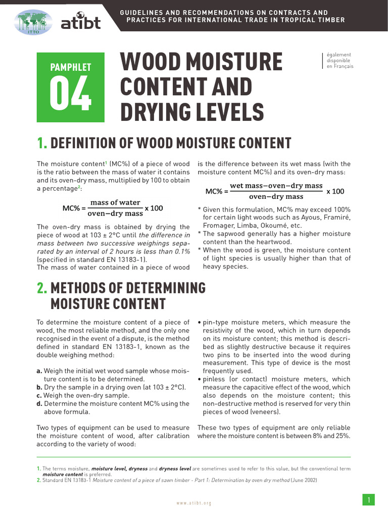 Pamphlet 4 Wood Moisture Content and Drying Levels | PDF | Wood ...