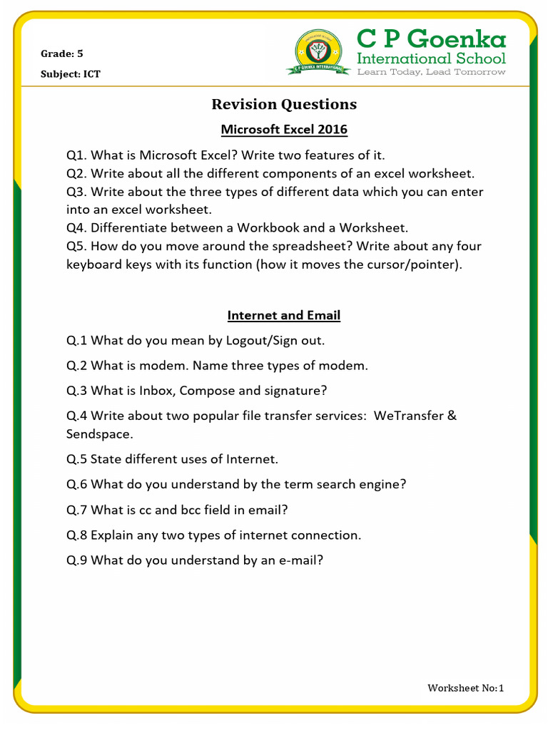 Gr-5 ICT Revision Questions Term-2 | PDF