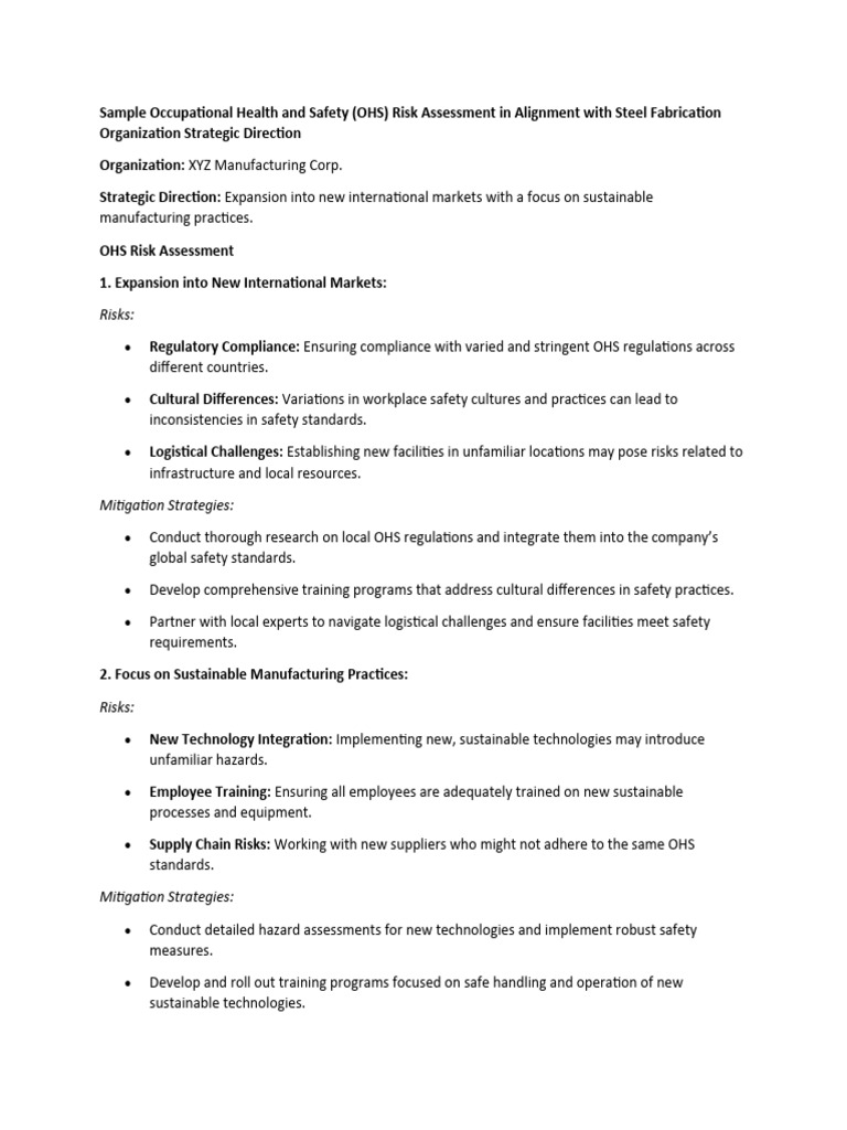 Sample Occupational Health and Safety | PDF | Occupational Safety And ...