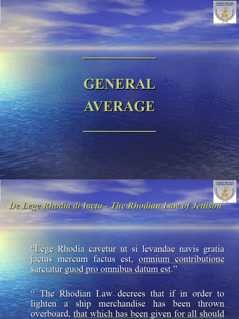 General Average | PDF | Insurance | Private Law