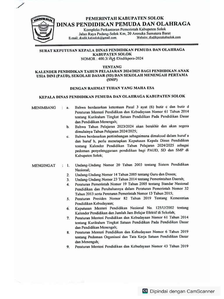 Kelender Pendidikan TP. 20242025 | PDF