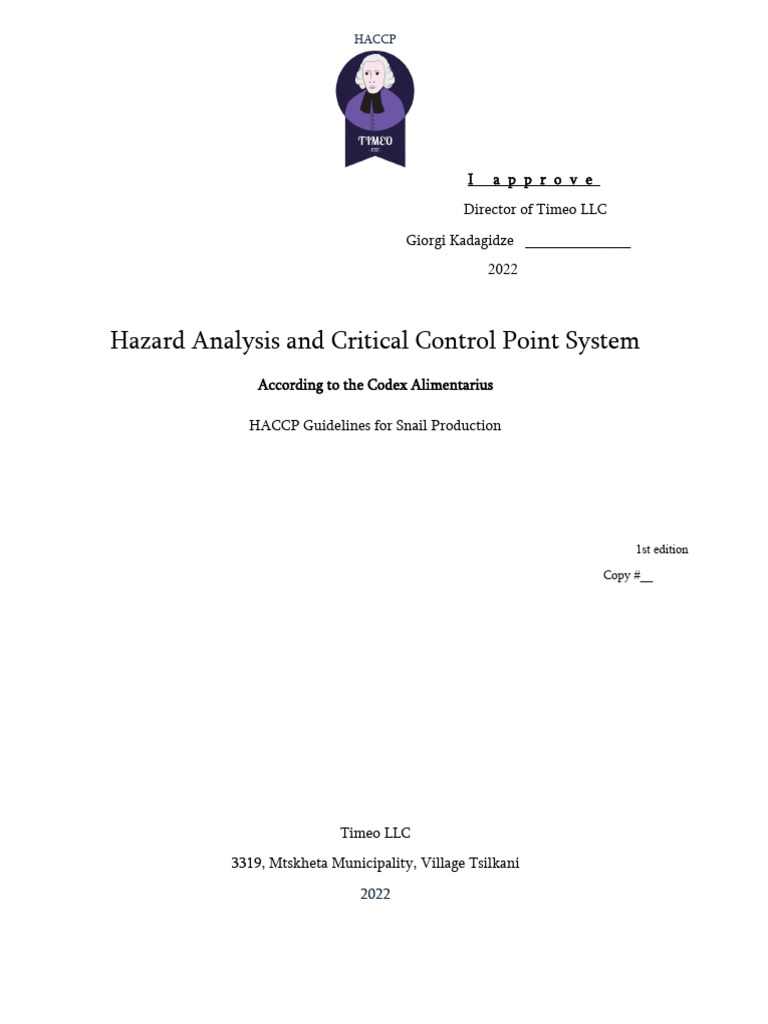 +HACCP Manual | PDF | Hazard Analysis And Critical Control Points ...