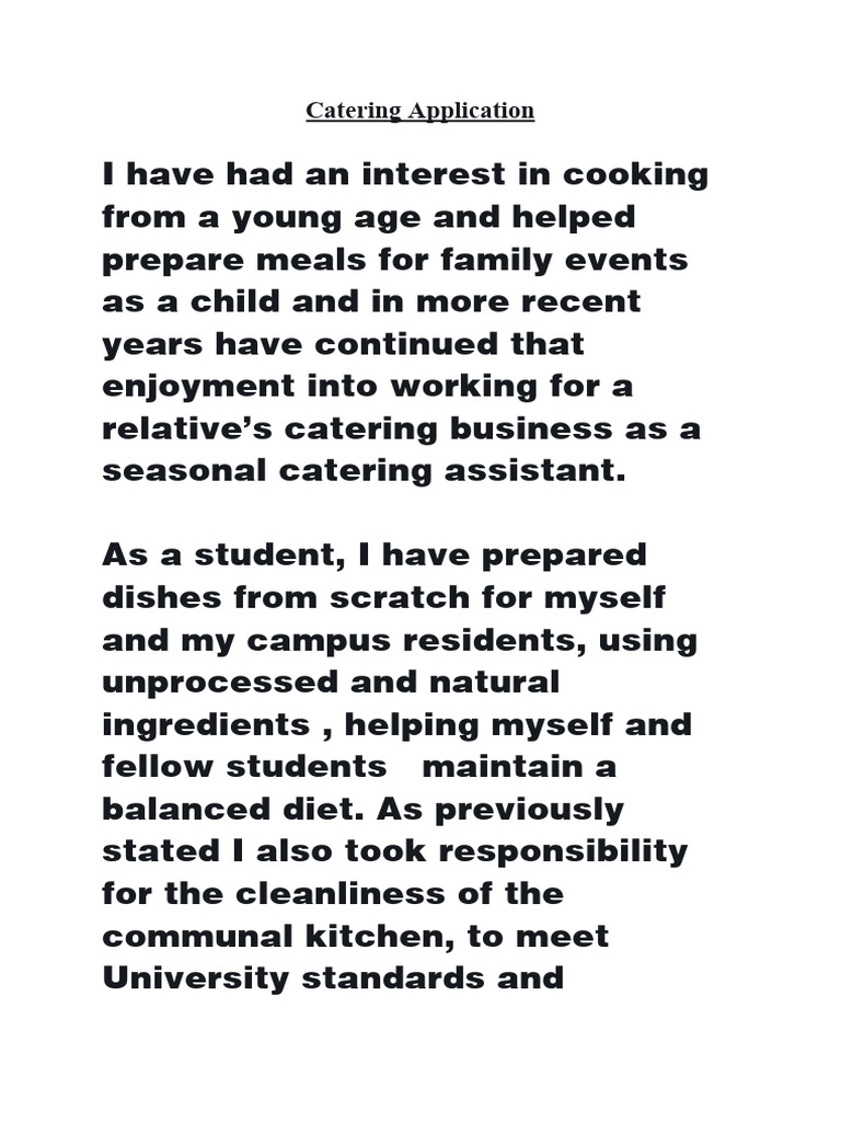 Catering Application January 2024 - Children Ref | PDF | Career ...