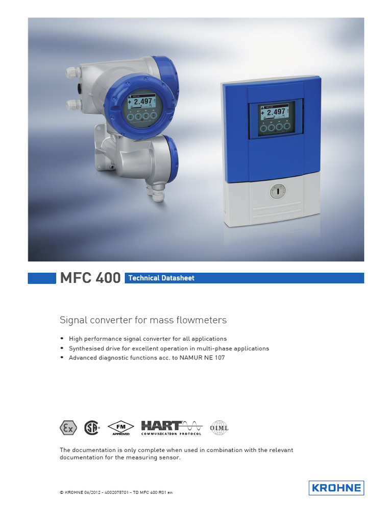 MFC400 Datasheet | PDF | Flow Measurement | Density