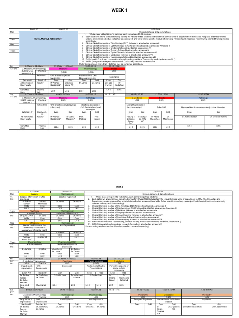 CNS Module Schedule | PDF | Pathology | Medicine