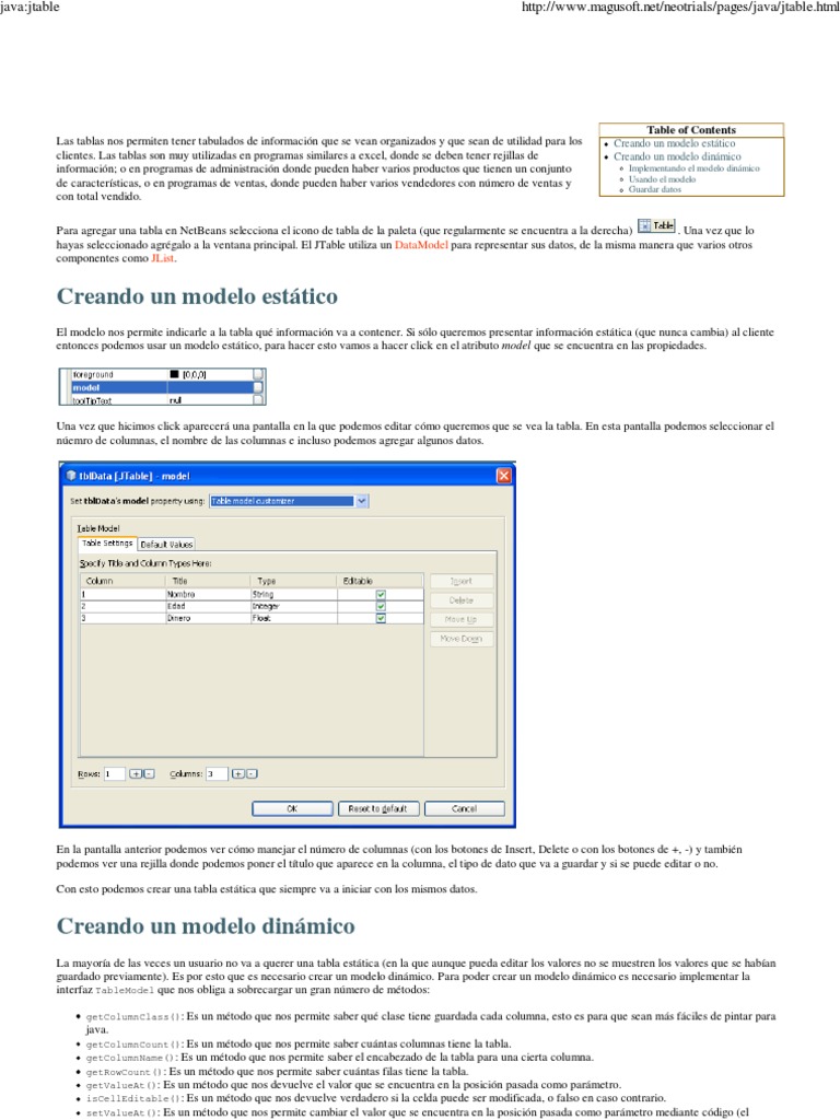 Java Jtable | PDF | Tabla (base de datos) | Java (lenguaje de programación)