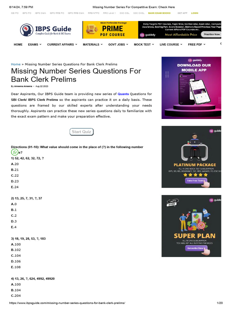 Missing Number Ibps | PDF | Educational Assessment And Evaluation | Qualifications
