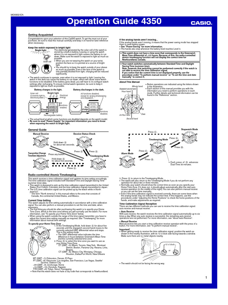 Operation Guide 4350: Getting Acquainted | PDF | Clock | Electronics