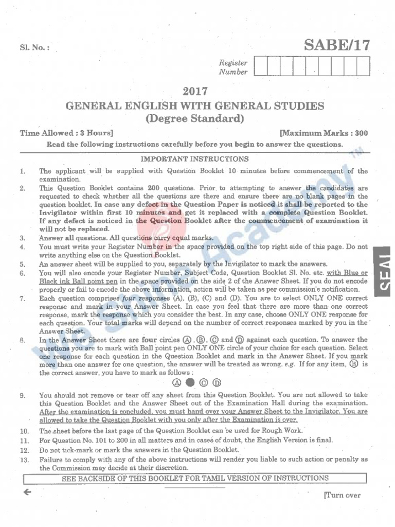 TNPSC Group 2 2A 4 Vao 7 8 Exam General English Model Questions ...