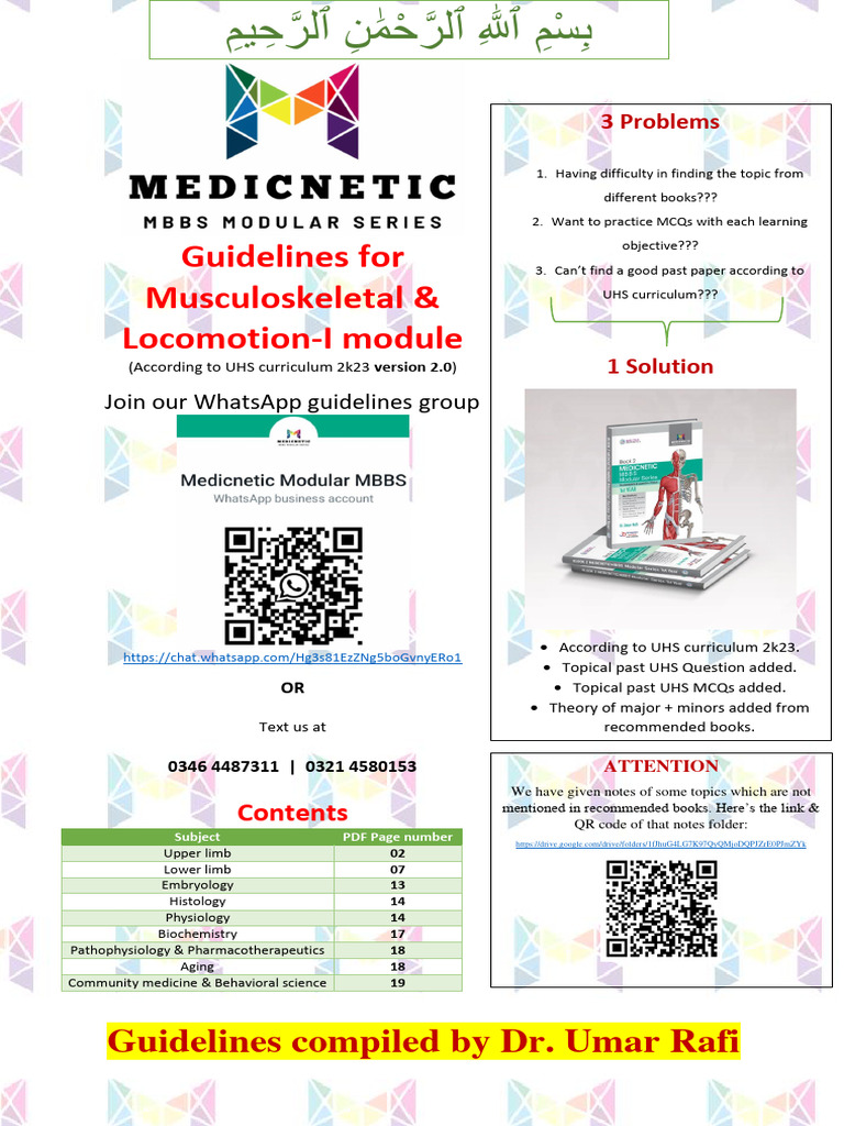 Block 2 Guidelines - MEDICNETIC by Dr. Umar Rafi | PDF | Elbow | Hand
