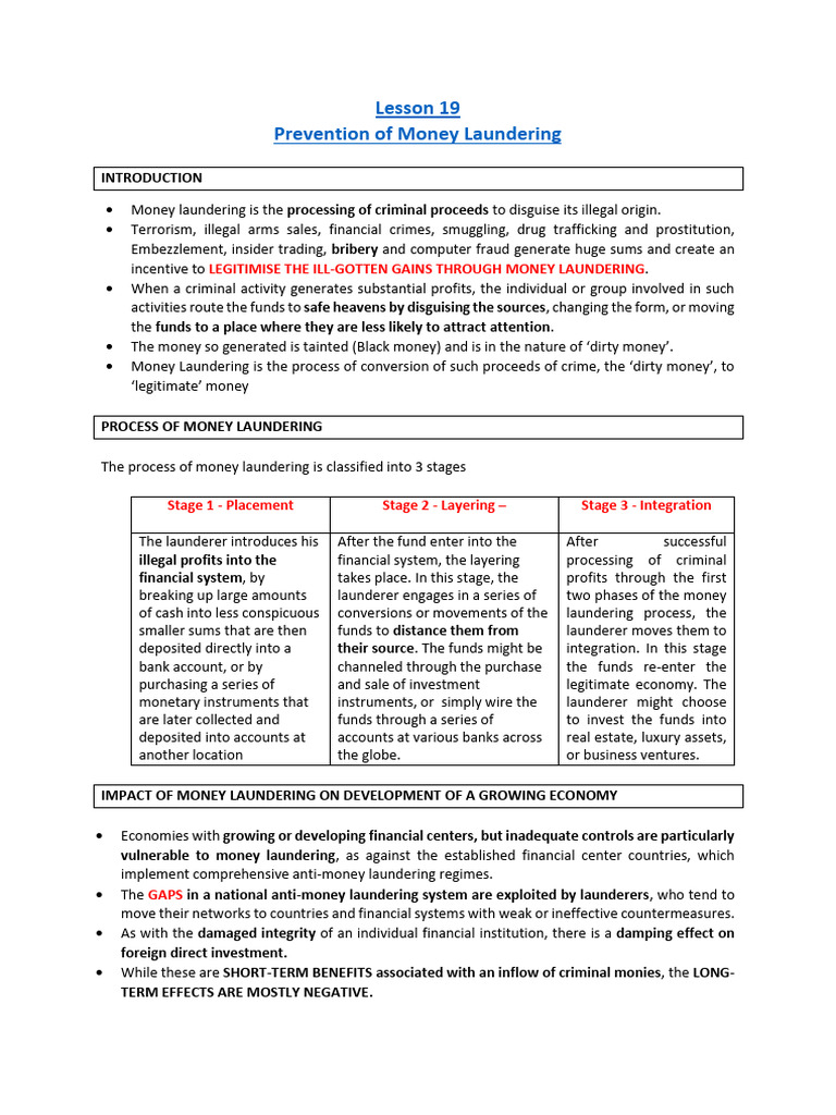 L19 - Prevention of Money Laundering | PDF | Money Laundering