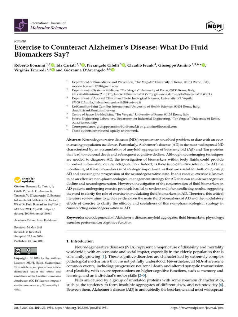 Exercise To Counteract Alzheimer's Disease What Do Fluid Biomarkers Say ...