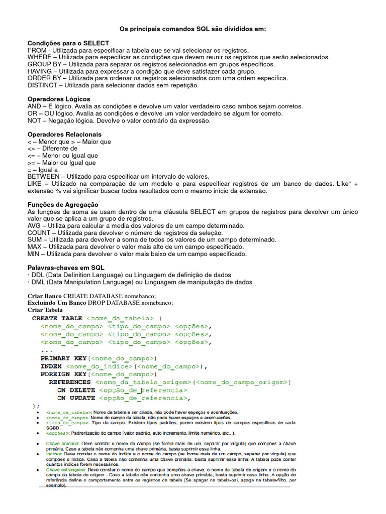 SQL Banco de Dados | PDF | SQL | Dados