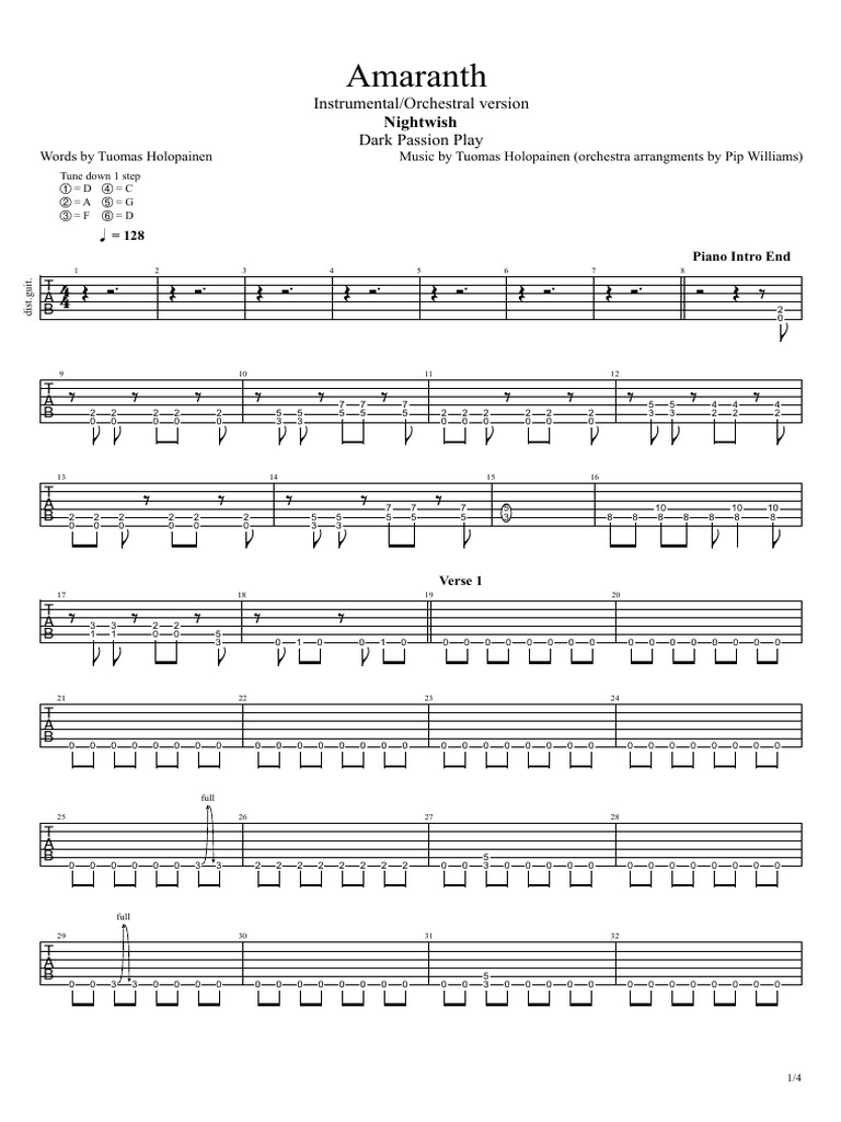 Nightwish - Amaranth Guitar | PDF | Sound Recording
