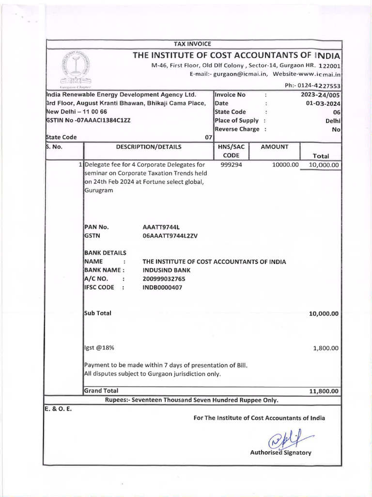 Tax Invoice NO. 05 | PDF