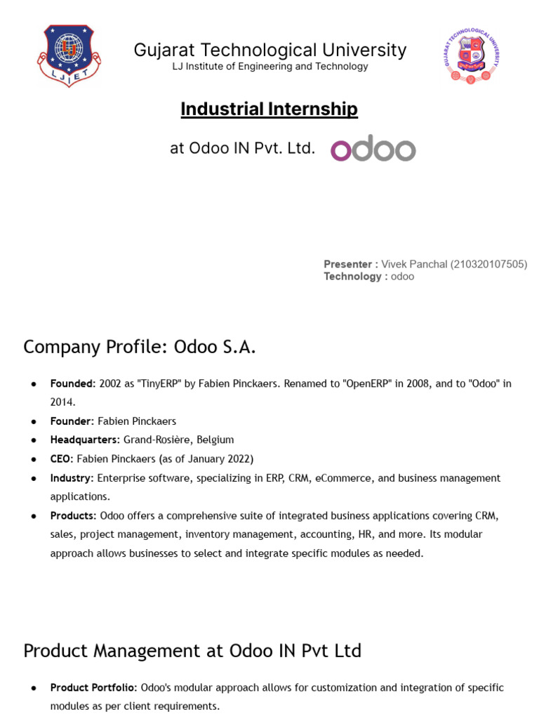 Odoo Internship Pdf Customer Relationship Management Databases