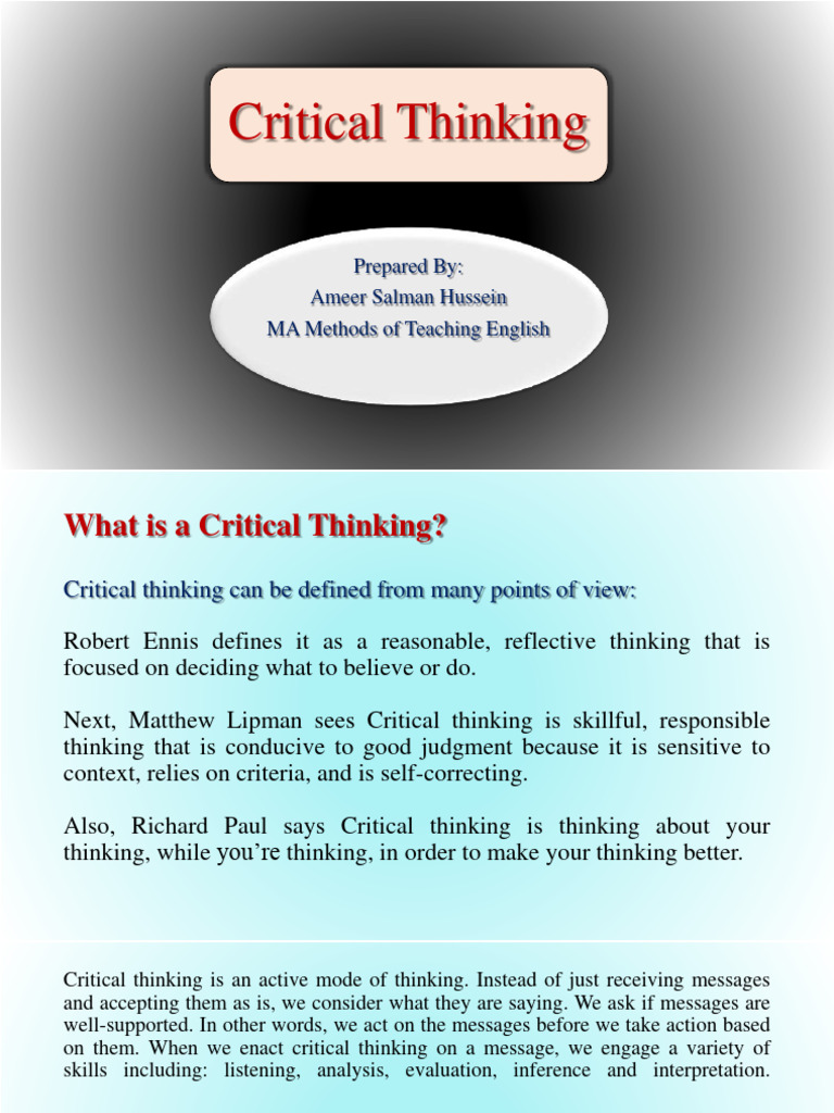 Critical Thinking | PDF | Critical Thinking | Thought
