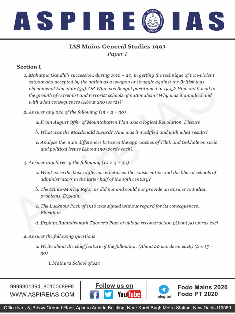 GS Mains Paper 1 | PDF