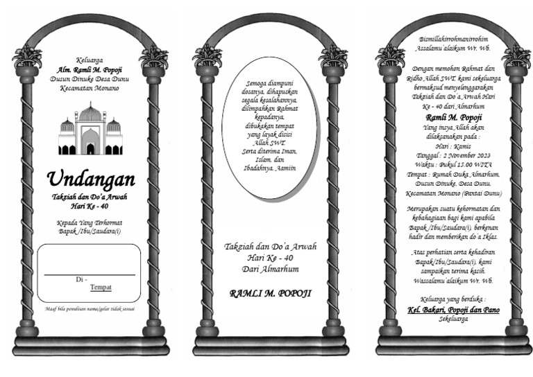 Undangan Takziah 40 Hari Ramli M. Popoji | PDF