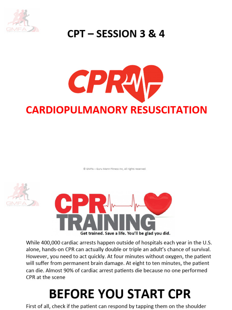 CPT Session 3 & 4 - Gmfa | PDF | Aerobic Exercise | Cardiopulmonary ...