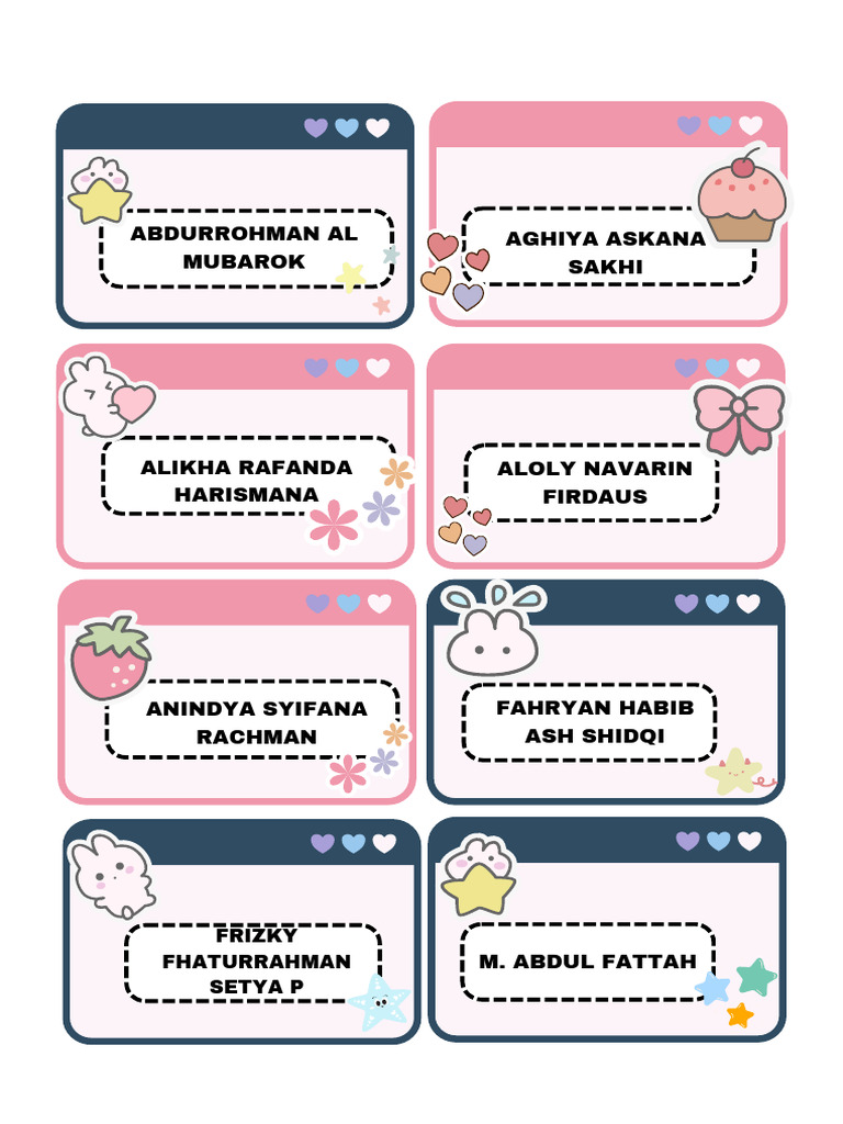 Contoh NAME TAG KELAS 2 | PDF