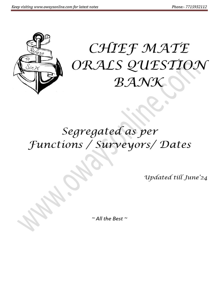 1st Mate Orals Surveyor Question June24 | PDF | Compass | Navigation