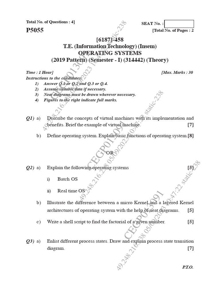 Sep - 2023 | PDF | Operating System | Thread (Computing)