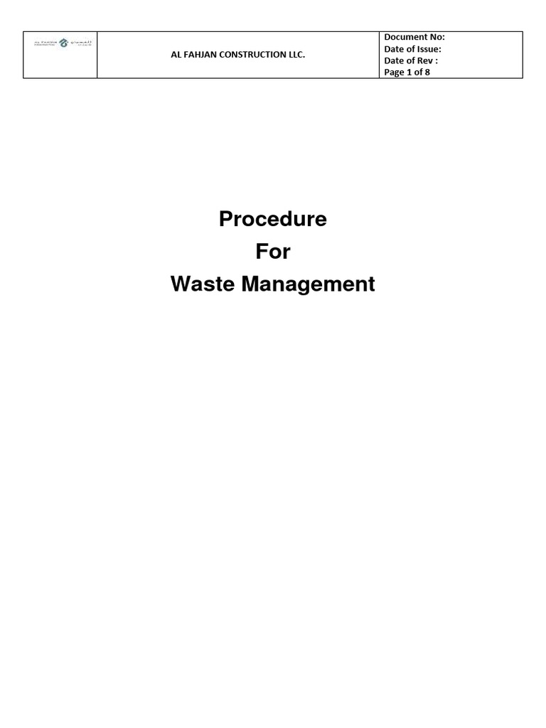 Waste Management Procedures Guide | PDF | Waste | Waste Management