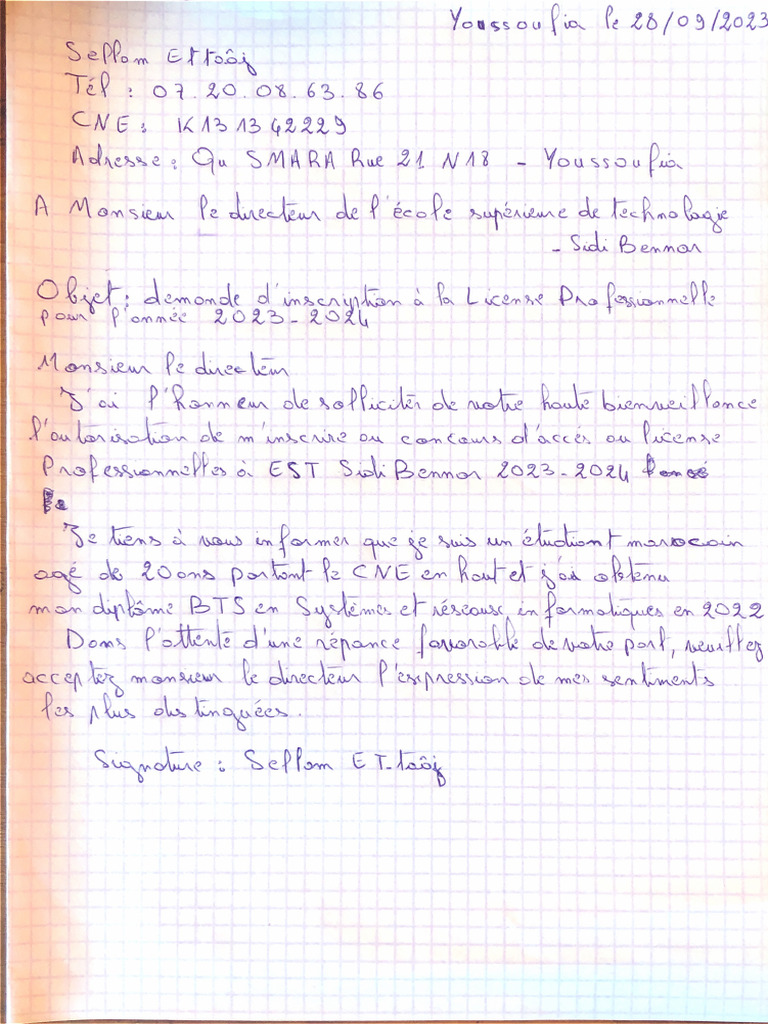 Demande Manuscrite | PDF