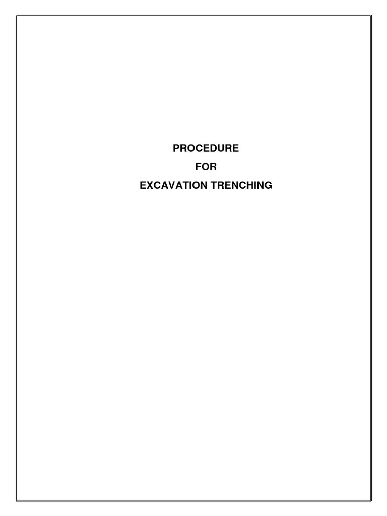 Excavation Trenching Procedure | PDF | Trench | Soil