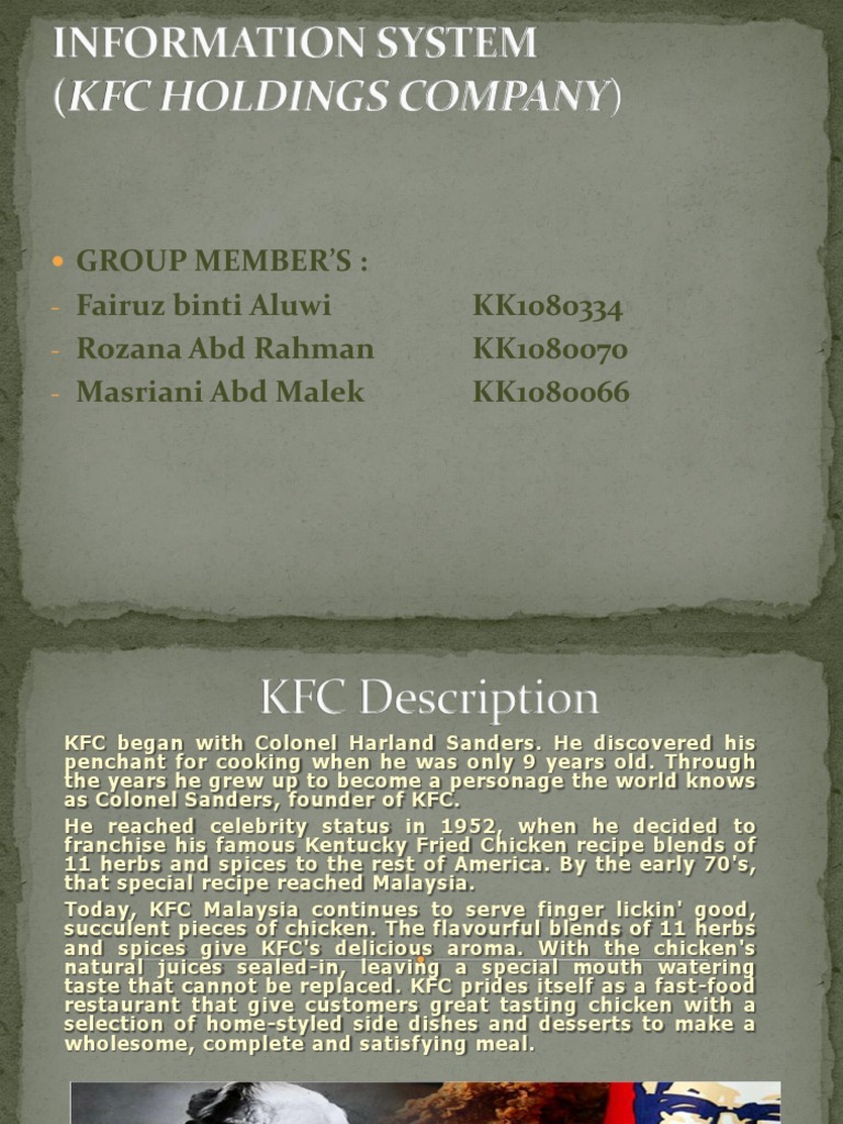 Information System (KFC Holdings) | PDF | Fast Food Restaurants | Food ...